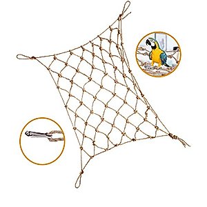 Besimple Parrot Bird Rope Hammock Swing Thick Chew Climbing Net Hemp Rope Ladder Toy Play Gym Hanging Swing Net(24''X20'')