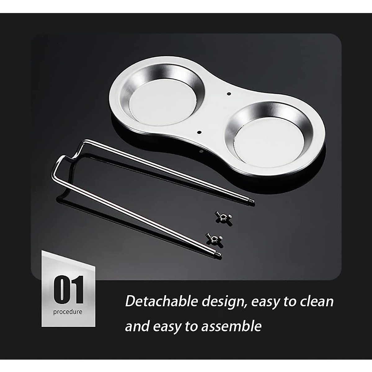 Anller Stainless Steel Standing Spoon Rest with two resting Dishes, Double Spoon Racks, Upright Ladle Holder, Silver