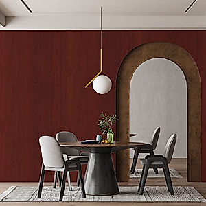 WIFEA 23.6"x 197" Cherry Wood Contact Paper Wood Grain Wallpaper Peel and Stick Self Adhesive Vinyl Film Removable Waterproof for Kitchen Cabinets Countertops Tabletop Walls, Maple Red Wood Textured