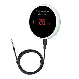 WiFi Temperature Monitor Smart Thermometer: WiFi Temperature Sensor with 1M Waterproof External Probe, App Alert & Buzzer Alarm, Digital Remote Temperature Gauge for Refrigerator, Fish Tank, Pet