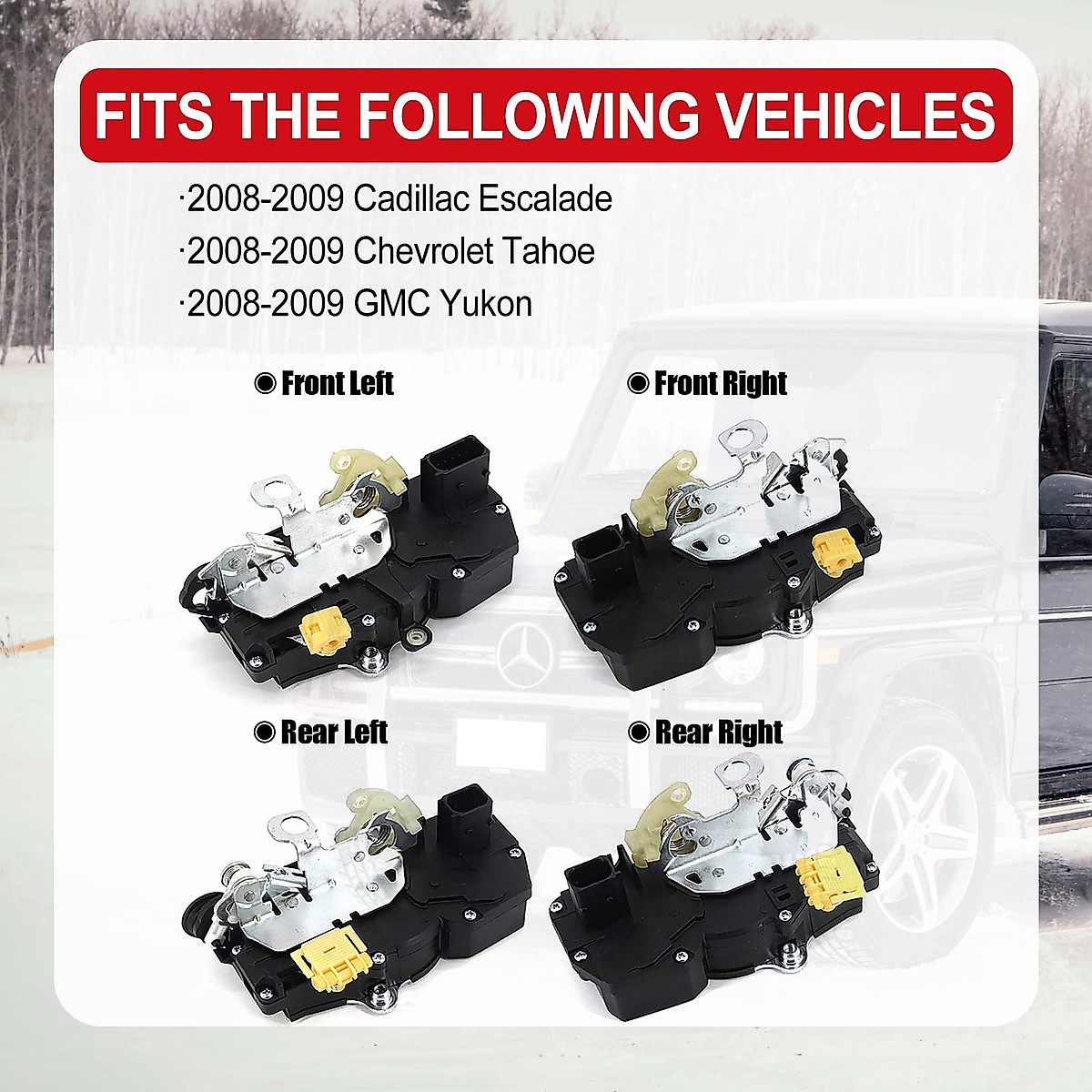 4PCS Door Latch Lock Actuator Replaces for Chevy Silverado Suburban Avalanche Tahoe GMC Sierra Yukon Cadillac Escalade 2007-2009, 4 Door Kits 931-303 931-304 931-108 931-109