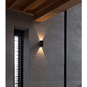 Yosoan LED Waterproof Wall Light, 6W 86V-265V Warm White 3000K IP65 Matte Aluminum Mondern Porch Lighting Black Mount Up and Down Modern Porch Garden Light Fixture Indoor Outdoor