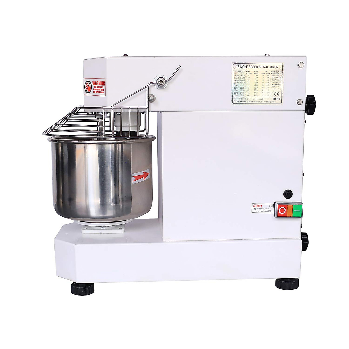 Hakka Commercial Dough Mixer, 5 Qt Spiral Mixer Food Mixer Machine Dual Rotating Dough Kneading Machine with Food-grade Stainless Steel Bowl, Security Shield & Timer