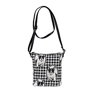 Signare Tapestry Small Crossbody Bag Sling Bag for Women with French Black and White Bulldog Design (SLING-FREN)