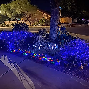 QITONG 2 Pack Solar String Lights Outdoor Waterproof, Each 33ft 100 LED Solar Christmas Lights Blue, 8 Modes Green Wire Solar Tree Lights for Xmas Party Garden