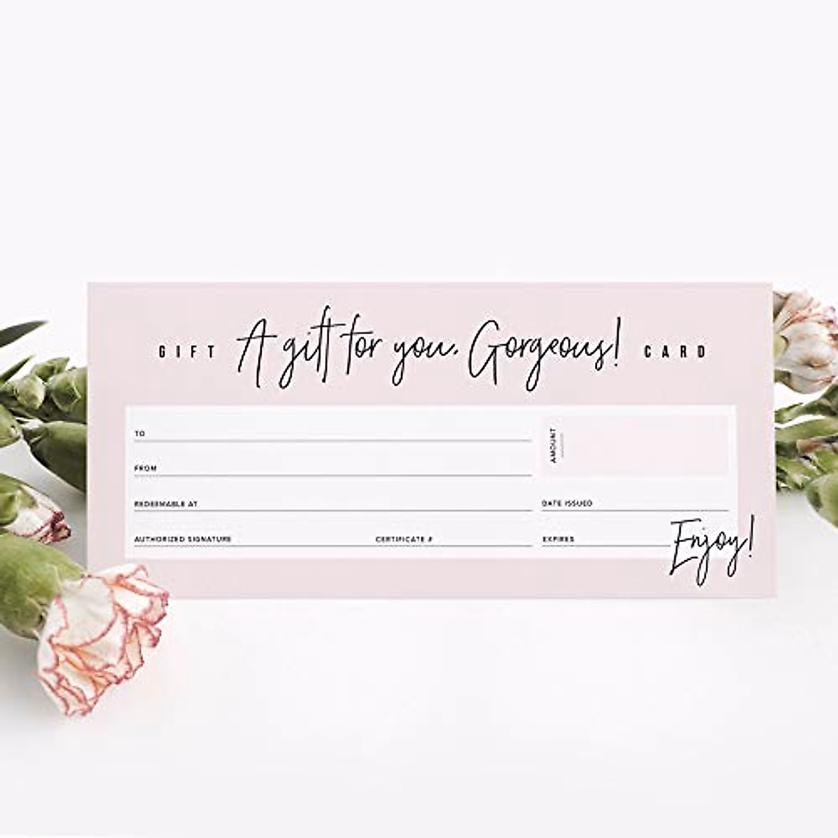 Bliss Collections Blank Gift Certificate, Hello Gorgeous, Card and Paper Vouchers for Small Businesses, Hair Salons, Beauty Bars, Restaurants, 4"x9" Heavyweight Cards (25 Certificates)