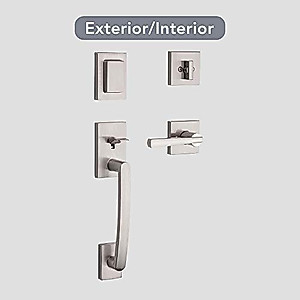 Baldwin Spyglass , Front Entry Handleset with Interior Lever, Featuring SmartKey Deadbolt Re-Key Technology and Microban Protection, in Satin Nickel