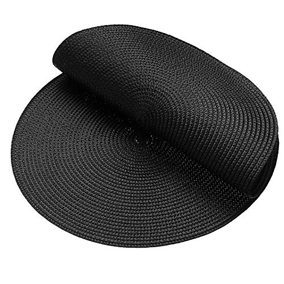 AHHFSMEI Round Braided Placemats 15 Inch Round Table Mats for Dining Tables Polypropylene Woven Heat Resistant Place mats Set of 6 (Black)