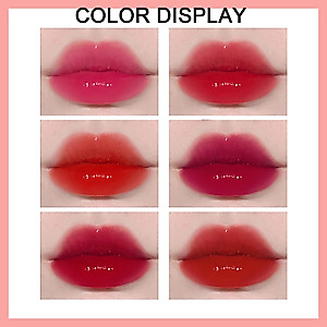 6 Colors Lip Tint Stain Set, Korean Lip Gloss Mini Liquid Lipstick, Lip and Cheek Tint, Long lasting Non-Stick Cup Waterproof Makeup