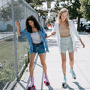 Women's Roller Skates Outdoor Suede Quad Skates Purple Size 38