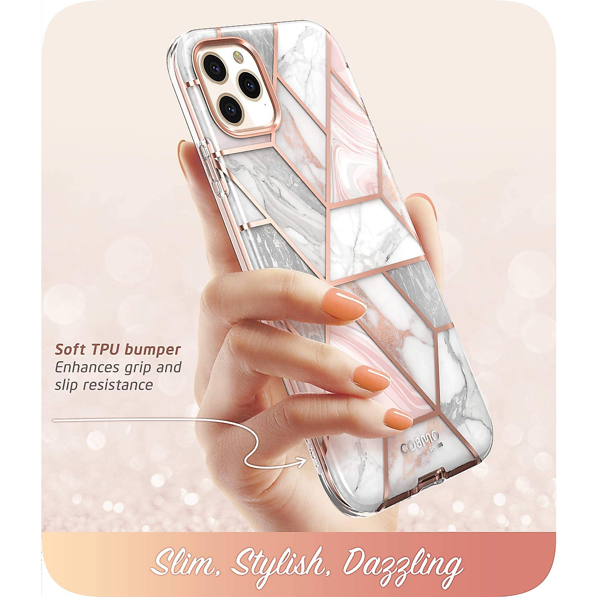 i-Blason Cosmo Series Case for iPhone 11 Pro Max 2019 Release, Slim Full-Body Stylish Protective Case with Built-in Screen Protector (Marble)