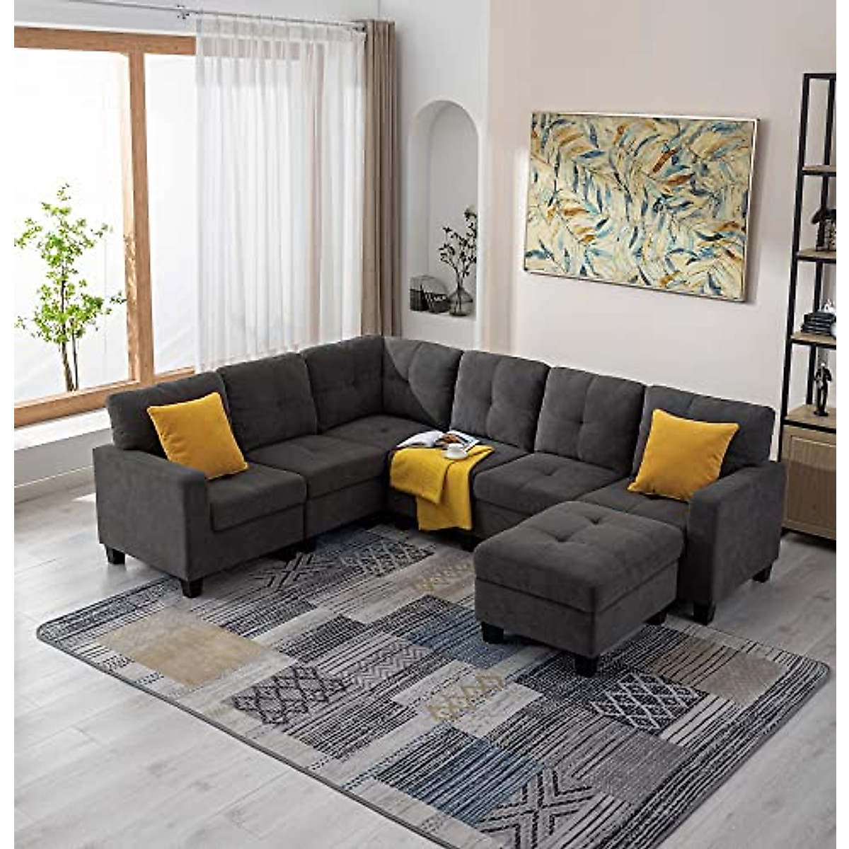 Aeffze Middle Module for Sofa Modular Modern Armless Couch Chair for Living Room (Dark Grey) F8001-HOME F8001-HOME