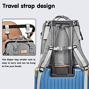 LexiRoman Diaper Bag Backpack, Large Capacity Multifunction Baby Bag for Boy Girl, Travel for Moms Dads, Baby Registry Search Shower Gifts Waterproof and Stylish Gray