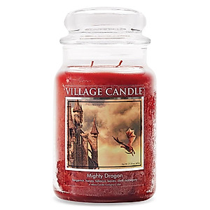 Village Candle Mighty Dragon Large Glass Apothecary Jar Scented Candle, 21.25 oz, Orange