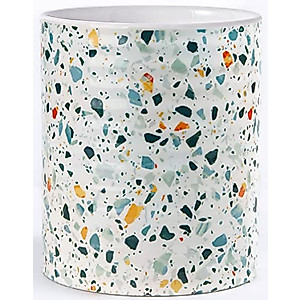 LEAZUL Kitchen Utensil Holder,7.2″Extra Large Stable Terrazzo Marble Pattern Ceramic Utensil Crock,Utensil Organizer for Countertop,Kitchen Decor,Utensil Holder for Housewarming,Wedding Gift Blue