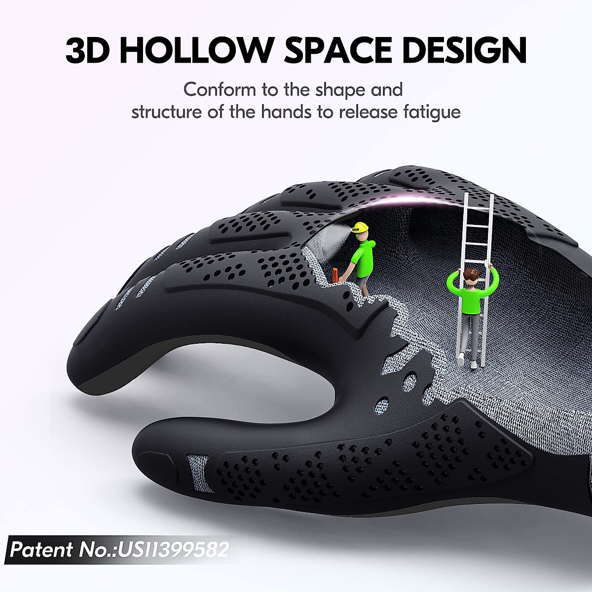 Vgo... NGG X1 Seamless Utility Gloves,Safety Work Gloves,Knuckle Impacted Mechanic Gloves(Size L,Black,TP1105)