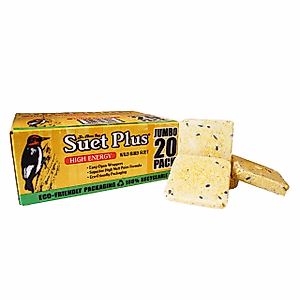 ST. ALBANS BAY SUET PLUS High Energy Suet Cakes, 20 Pack of 11 oz. Suet Cakes for Wild Birds