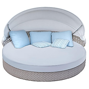 HOMBYS Outdoor Daybed Cushion Cover,Outdoor Round Bed Cushion Cover,Replacement Sunbed Cushion Cover with Drawstring,Patio DayBed Mattress Cover,Cover ONLY,Light Grey