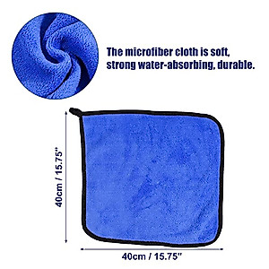 X AUTOHAUX Microfibre Car Drying Towel 40 x 40cm Extra Large Car Cleaning Detailing Absorbent Colossal Car Drying Cloth 600 GSM Highly Absorbent Grey Blue 1pcs