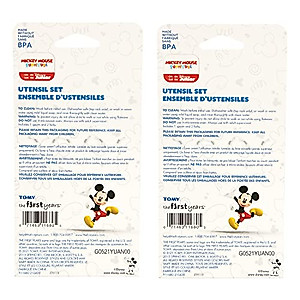 The First Years Disney Mickey Mouse Toddler Utensils - Stainless Steel Baby Spoons and Baby Forks - Toddler Silverware - 4 Pairs