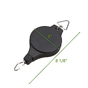 Plant Pulley, Retractable Heavy Duty Easy Reach Pulley Plant Hanging Flower Basket Hook Hanger, for Garden Baskets Pots Indoor Outdoor Decoration -2 Pieces in Black