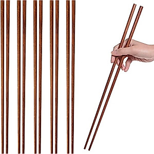 Donxote Cooking Chopsticks, Extra Long Wooden Kitchen Frying Chopstick 16.5 Inches - Brown(6-Pairs)
