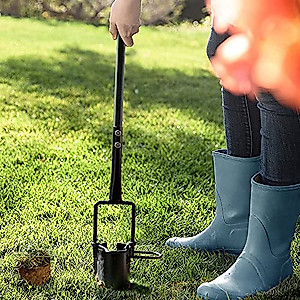 Colwelt Bulb Planter Tool Long Handle, Serrated Base Gardening Bulb Transplanter with Soft Grip, Heavy Duty Long Handled Bulb Planter Sod Plugger for Digging Holes to Plant Tulips, Iris, Daffodils