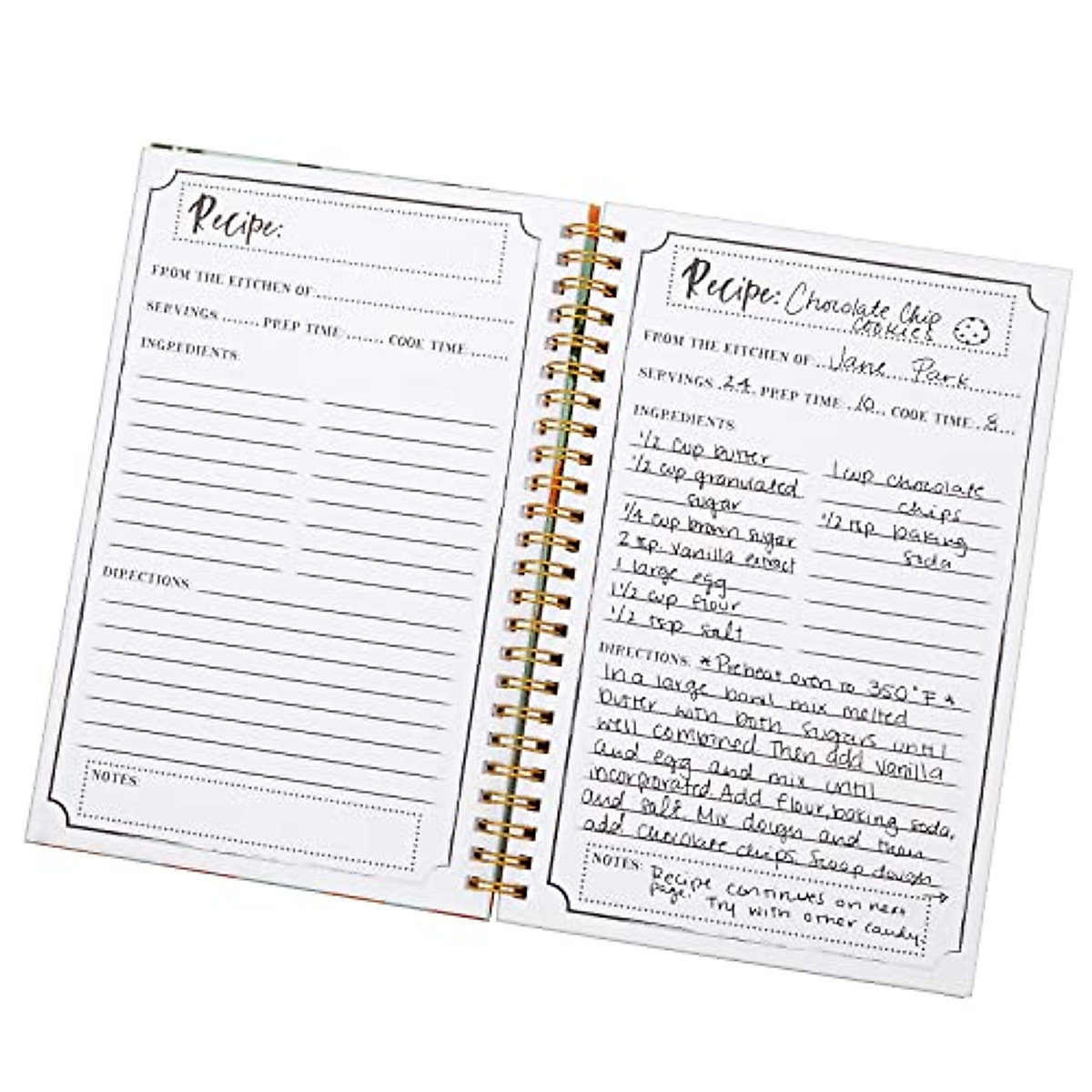 Pipilo Press Blank Recipe Book to Write Your Own Recipes, 120 Pages, 8 Sections, Floral and Orange Theme, Laminated Hardcover (5.5 x 8.5 In)