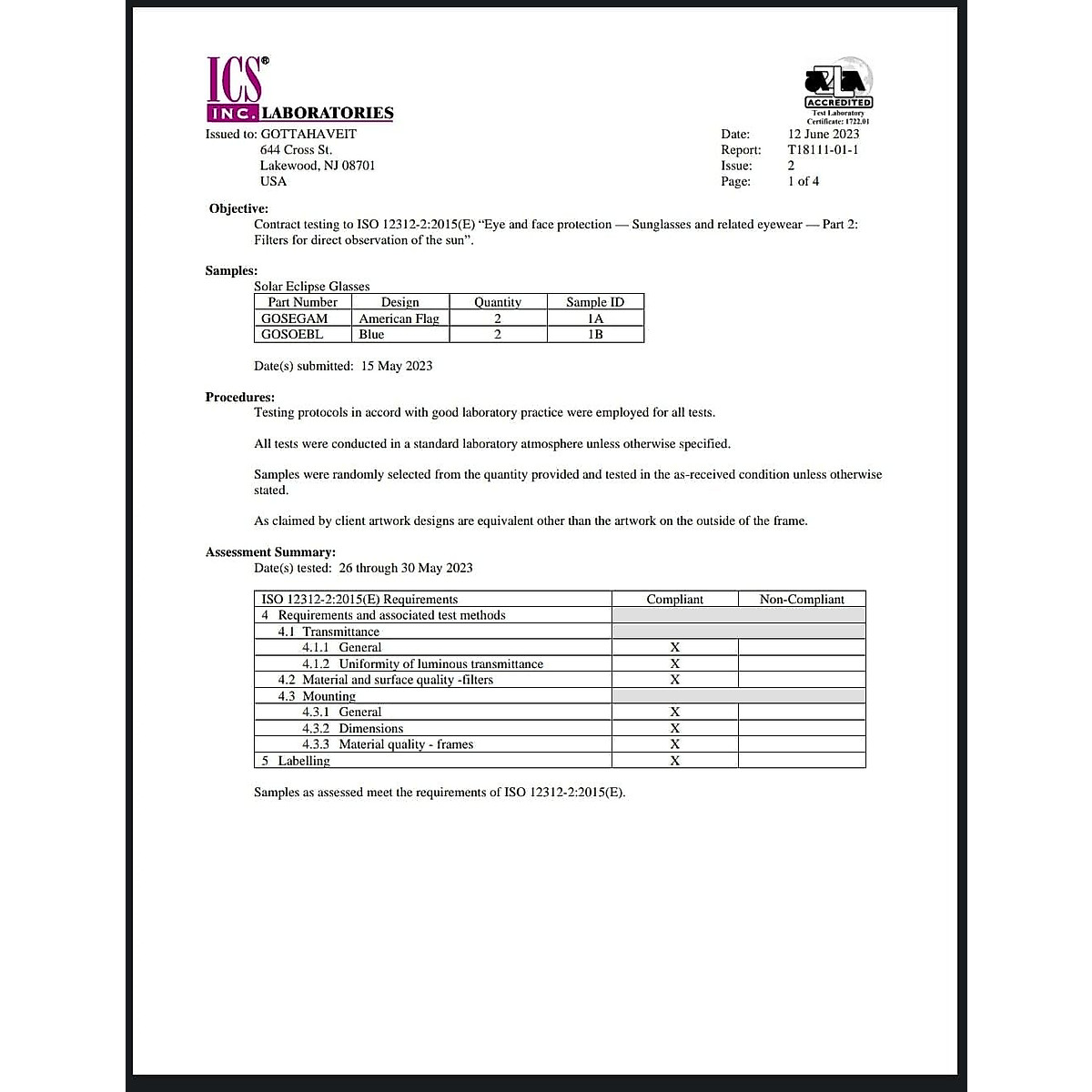 GottaHaveit Solar Eclipse Glasses Flag 5 Pack