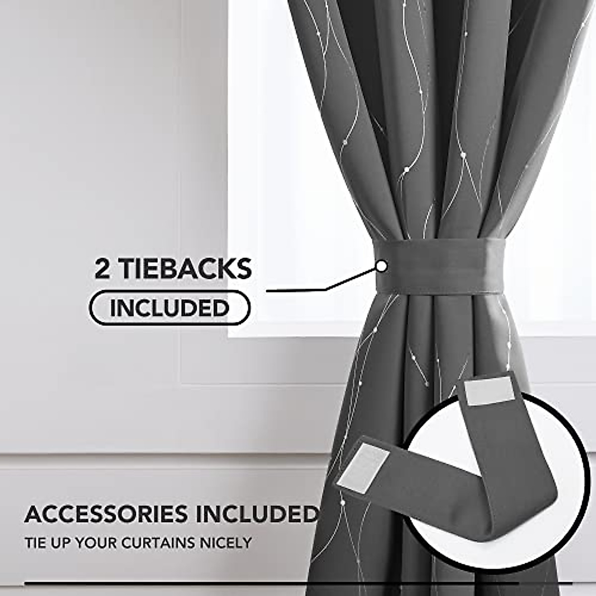 Deconovo Blackout Curtains for Bedroom 84 Inches Long, Black Out Curtains for Bedroom Windows, Thermal Insulated Curtain Drapes Grey (52W x 84L Inch, Grey, 2 Panels)