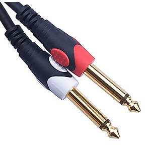 Devinal 1/4 to RCA Cable, Dual RCA to Dual 1/4 TS Interconnect Cable, Double 6.35mm Mono to 2 RCA/Phono Stereo Patch Cable Cord Adapter 20 Foot 6m