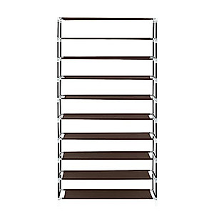 HGPZ 10 Tiers Shoe Rack with Dustproof Cover Closet Shoe Storage Cabinet Organizer, Portable Shoe Rack， for cubby walk-in closet, Dark Brown