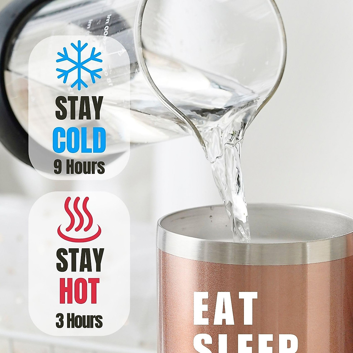 Onebttl Jiu jitsu Gifts for Women, Travel Mug for Jiu-Jitsu Lovers, Daughters, Instructors - Eat Sleep Jiu-Jitsu Repeat, Stainless Steel 20Oz Tumbler, Rose Gold