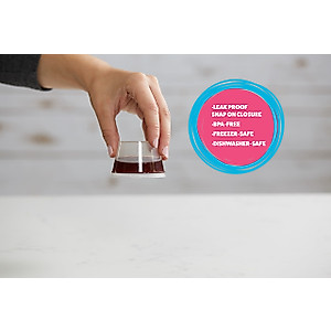 110 Pack Leak Proof Condiment Freezer Storage Containers with Hinged Lids (3 Ounces) | Slime Storage| Travel Snack Cups | Store Homemade, Organic Purees | Freezer and Dishwasher Safe