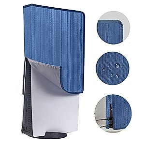 MASiKEN Universal Cover for PS5 Console, Dust Cover Place Upright, Soft Neat Lining Dust Protector for Playstation 5 Digital and Disc Version, Precision Cut Easy Access Cable Port (Blue)