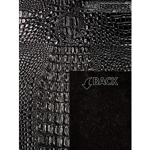 Vinyl Fabric Crocodile Gator Fake Leather Upholstery 54" Wide Sold by The Yard (SEMI Glossy Black)