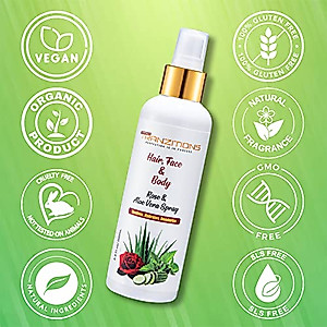 Organic Aloe Vera & Rose Water Moisturizing Spray for Locs and Dreadlocks - Nourishing and Refreshing Natural Hair & Scalp Mist, 6.8 oz