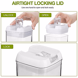 Airtight Food Storage Containers Set with Lids 5 Units Sets for Kitchen Pantry Organization and Storage, Leak-Proof Stackable Canister, include Measuring Spoon & Labels (White, 5)
