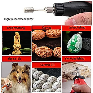 Chiloskit 10 Pics Diamond Coated 8mm Cylinder Head Mounted Points Grinding Bit Rotary Diamond Burr Set,3mm 1/8 Shank Suit for Most Rotary Tool Bit Grinder