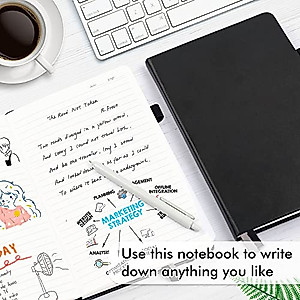 12 Pack Notebooks Journals Bulk with 12 Black Pens, Feela A5 Hardcover Notebook Classic Ruled Journal Set with Pen Holder for School Business Work Travel Writing, 120 GSM, 5.1”x8.3”, Black