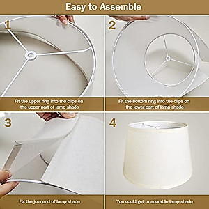 Lamp Shades Set of 2, Drum Lampshades for Table Lamps, Fabric Lamp Shade 9.8" Top x 11.8" Bottom x 7.8" High, Natural Linen Lampshade, Spider Fitter, Easy Assembly Required