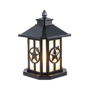 RCIDOS Exterior Fence Post Light Fixture Modern Post Head Lamps IP54 Waterproof Lantern E27 Column Cap Lights European-Style Outdoor Landscape Pool Deck Lighting for Patio Villa Garden Light Decor