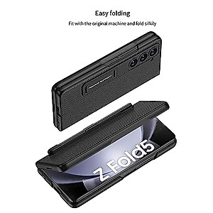 SHIEID Galaxy Z Fold 5 Case with S Pen Holder - Z Fold 5 Leather Case, Ultra -Thin Business Style Phone Case Compatible with Samsung Galaxy Z Fold 5 Case, Cloud Black