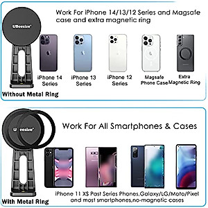UBeesize Magnetic Tripod Mount Holder for MagSafe Phone - Universal Magnetic Phone Holder with Selfie Light, 360° Rotatable Stand for iPhone 14/13/12 Smartphone Clip Adapter