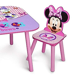 Delta Children Kids Table and Chair Set (2 Chairs Included) - Ideal for Arts & Crafts, Snack Time, Homeschooling, Homework & More, Disney Minnie Mouse