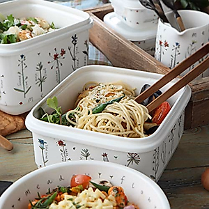 RACHEL BARKER Meadow Flower Porcelain Serve and Store Airtight Large Container (70OZ)