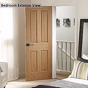 HBL' 2 Pack | Black Interior Door Handles Heavy Duty - Privacy Door Knobs for Bedroom & Bathroom | Made of Zinc Alloy | Fits Door Panel Thickness 1-3/8" to 1-3/4".