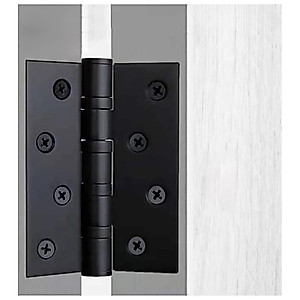 WANLIAN 4" Matte Black Ball Bearing Door Hinges,3 mm Thick Stainless Steel,Solid Square Corner Heavy-Duty for Exterior & Interior Doors, with Mounting Screws (2 Pack)