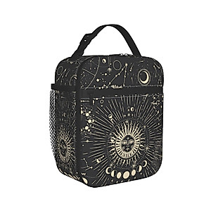 KUOAICY Sun and Moon Mystic Goth Witchy Lunch Box Reusable Insulated Totes Lunch Bag Thermal Cooler For Boy Girls School Men Women Beach Picnic Travel