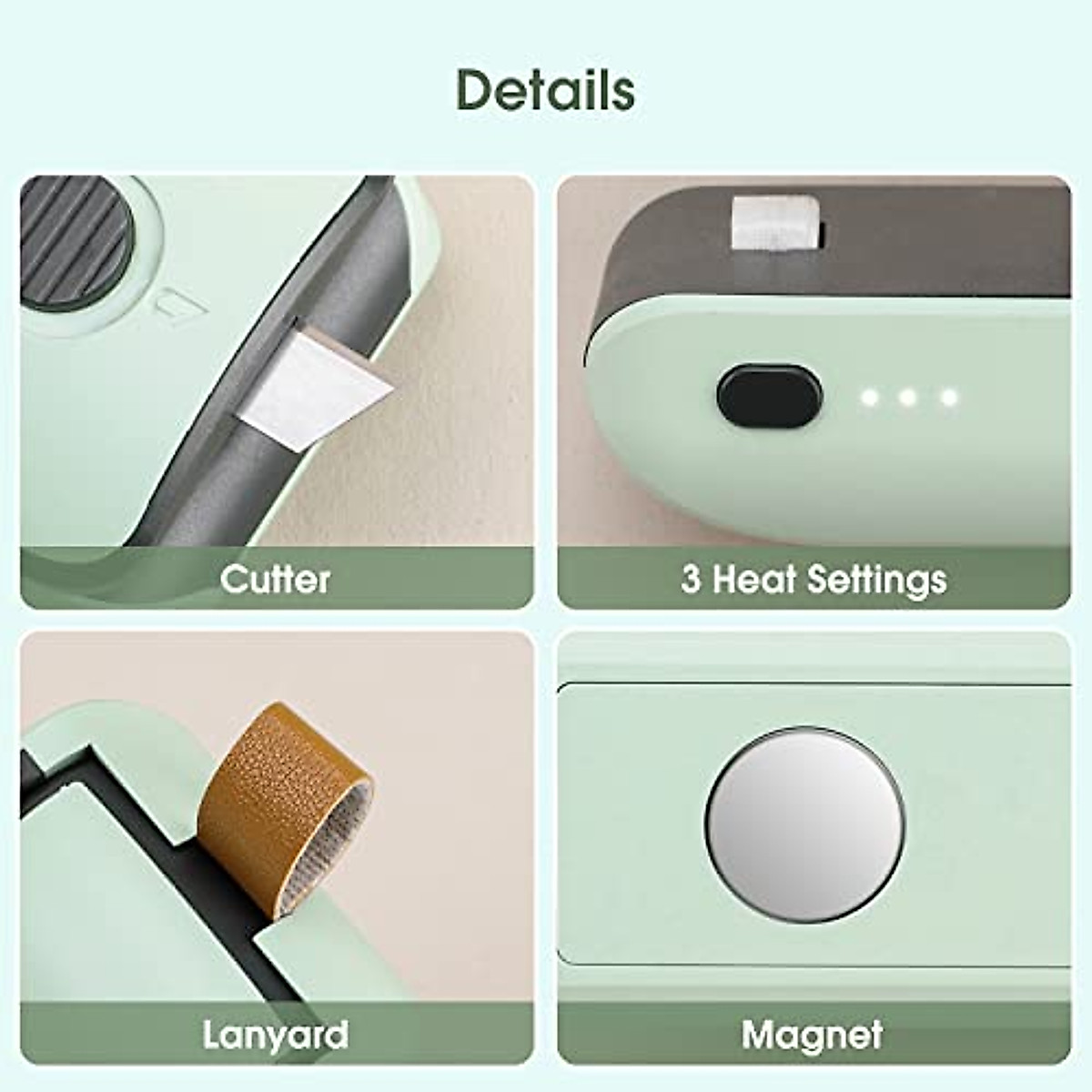 NOVFIT Mini Bag Sealer, 2 in 1 Rechargeable Heat Sealer Portable Bag Sealing Machine, Handheld Vaccum Plastic Bag Resealer, Keep Food Chips Cookies Snacks Fresh Kitchen Gadgets, Green